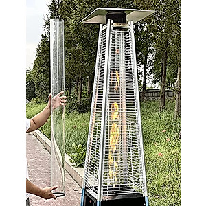Unicoshape Patio Heater Replacement Parts - 49.5" Tall 4" Diameter - Quartz Glass Tube - Compatible with Four-Sided Pyramid Flame Outdoor Heater - with Neoprene Rubber Silicone Connecting Ring