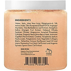 Majestic Pure Mango Butter Body Scrub - With Biotin, Collagen, Stem Cell - Exfoliating Salt Scrub to Exfoliate and Moisturize Skin - Deep Skin Cleanser - Natural Skin Care for Men and Women - 10 oz