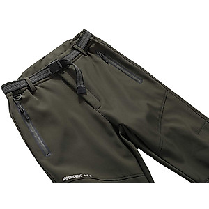 MOERDENG Men's Soft Shell Waterproof Winter Snow Ski Snowboarding Pants Fleece Cargo Hiking Pants