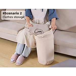 ECOWAN LIVING 26Gal Extra Large Cylindrical Comforter Quilt Blanket Pillow Storage Bag, Closet Organizer Storage Container, Reusable Drawstring Packing Bag, Durable, Moistureproof(Beige, XL, 2 bag)