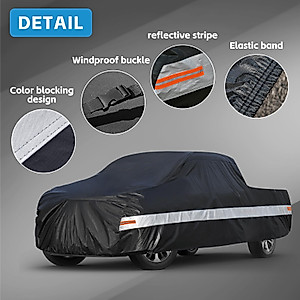 Holthly 10 Layers Truck Cover Waterproof All Weather. Pickup Truck Cover Rain UV Protection. Length: Up to 210 inches, Universal Fit Most Regular Cab Short Box Ford F100 Chevy C10 S10 Ram 150 250.