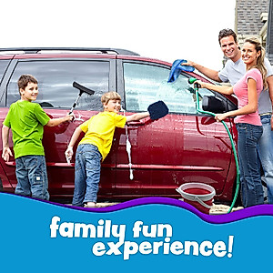 Kids Car Wash Activity Kit – 7 Kid-Sized Carwash Accessories Gifts for Boys & Girls Ages 5 6 7 8-10 - Outdoor Fun Toys – Set Includes Bucket, Squeegee, Microfiber Mitt, Wheel Brush, 3 Cleaning Cloths