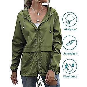 Lightweight Rainwear,Waterproof Active Outdoor Cycling Hiking Rain Jacket Army Green XL