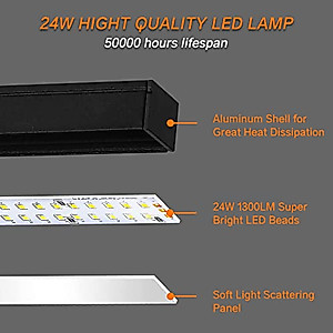 Hitish LED Desk Lamp, 24W Super Bright Architect Desk Lamp with 3 Color Modes & 10 Brightness Levels for Home & Office, Eye Protection Swing Arm Desk Lamp with Base & Clamp for Study, Work, Monitor