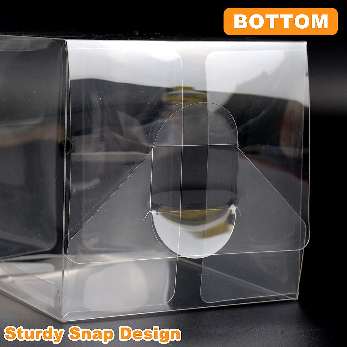 4x4x4 Inches Transparent Apple Box With Hole,30 PCS Caramel Apples Clear Boxes Candy Apple PET Boxes for Candy Making