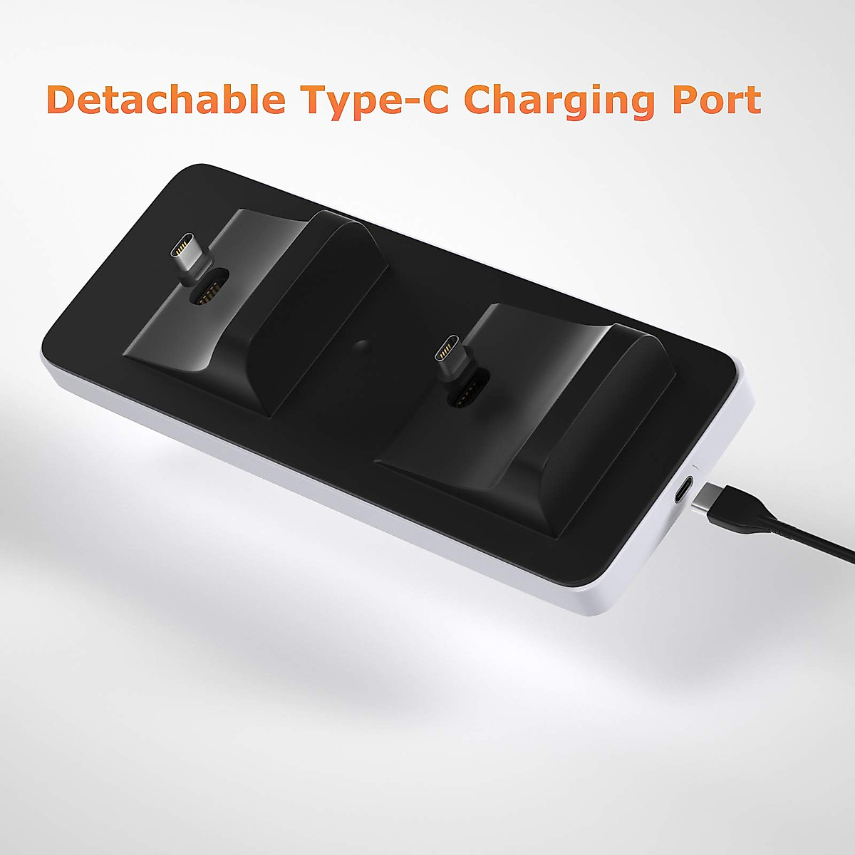 Likorlove PS5 Controller Charger, Dual USB Type C PS5 Console Charging Station Stand LED Indicator Adapter Dock Compatible for Sony Playstation 5 DualSense Controllers Slim Portable Mini Compact Size