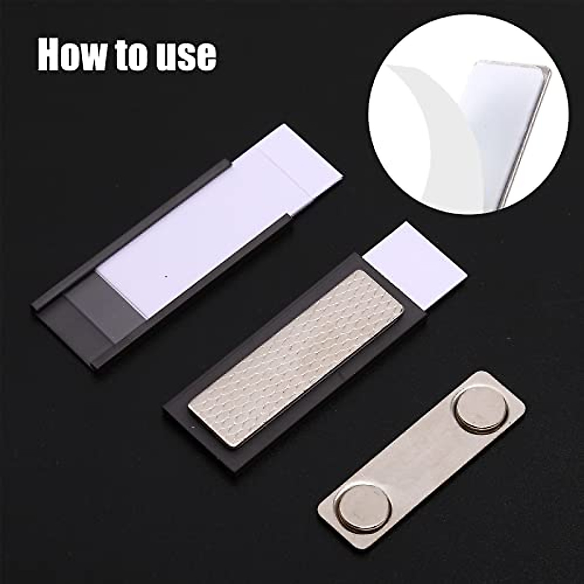 100 Sets Magnetic Name Tags Name Tag Magnet Adhesive Badge Magnets Metal Pin Magnet Back Silver Nametag Fasteners with Neodymium Magnets for School Hotel Trade Shows Office Jackets Shirts