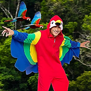 Funziez! Slim Bird Adult Onesie - Parrot Halloween Costume - Plush Parrot One Piece Cosplay Suit for Adults, Women and Men