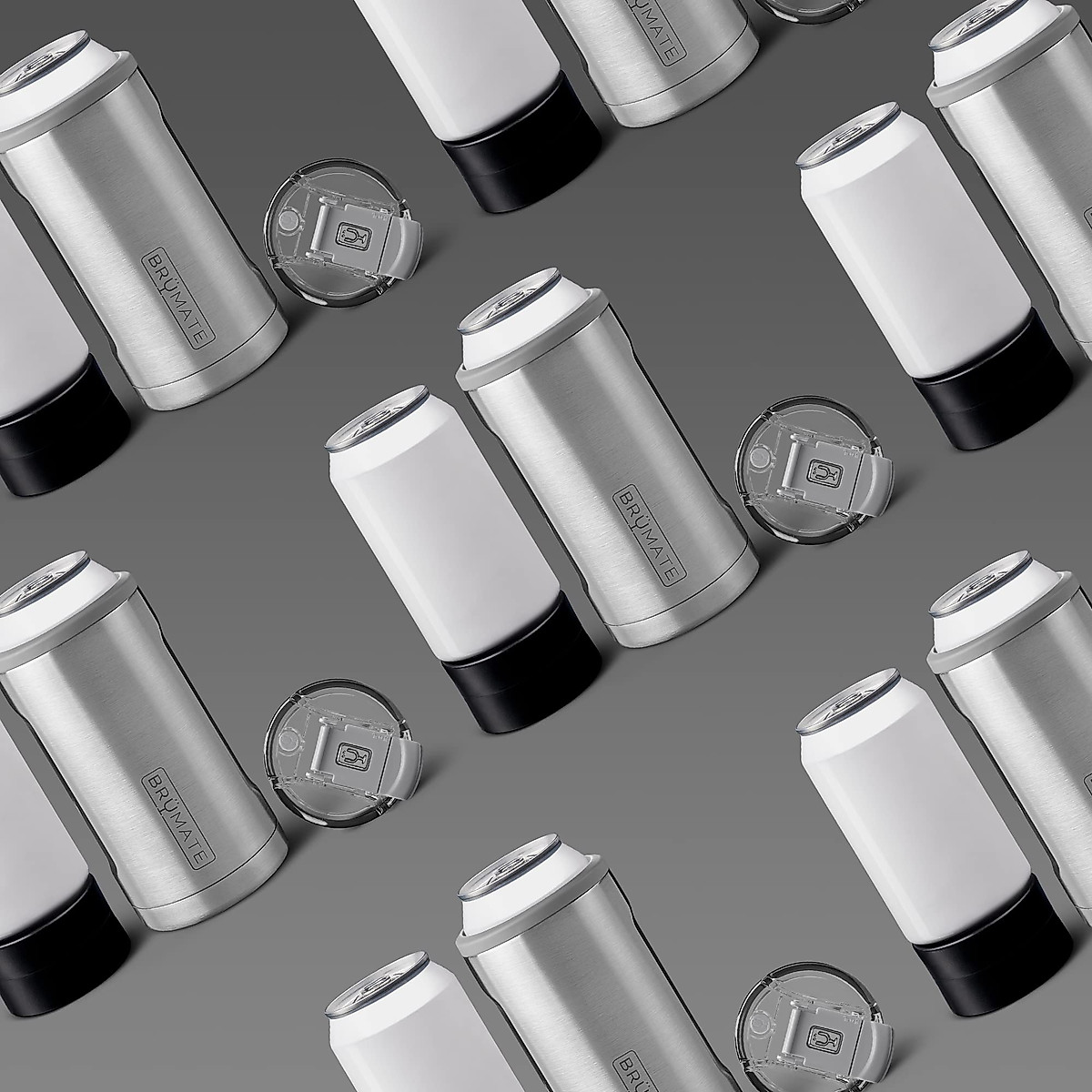 BrüMate Hopsulator Trio 3-in-1 Insulated Can Cooler for 12oz / 16oz Cans + 100% Leak Proof Tumbler with Lid | Insulated for Beer, Soda, and Energy Drinks (Stainless Steel)