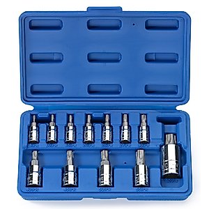 Neiko 10085A Tamperproof Torx Plus Bit Socket Set | 12 Piece | 8 IPR - 60 IPR | 5 Point Star | Cr-V and S2 Steel | High Impact ABS Blow Molded Case