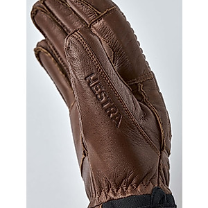 Hestra Mens Ski Gloves: Fall Line Winter Cold Weather Leather Gloves, Brown, 8