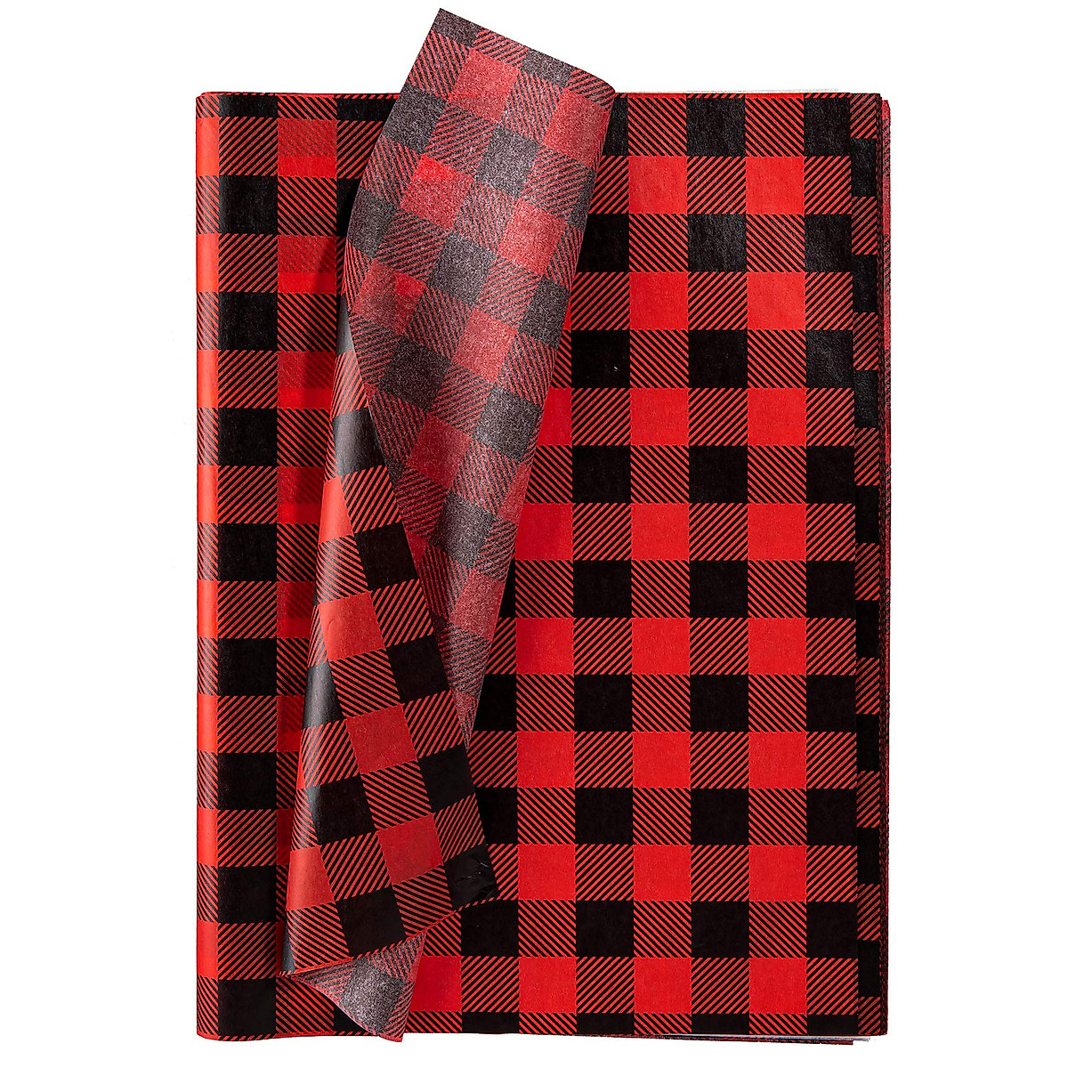 Whaline 120 Sheet Buffalo Plaid Tissue Paper Christmas Red Black Buffalo Check Gift Wrapping Paper Farmhouse Rustic Art Paper Crafts for DIY Gift Wrapping Christmas Holiday, 13.78" x 19.69"