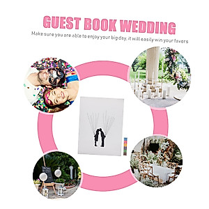 SHOWERORO Fingerprint Check-in Painting Guestbook Personalized Book Guest Book Wedding Signature Photo Frame Wedding Book for Wedding Supplies Chemical Fiber Canvas Balloon Substitute Bride