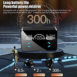 Bluetooth,X3 Wireless in Ear Ear Buds Headphones,Bluetooth 5.1,USB Charger,Lossless Digital Display, 9d Stereo Earbud Sports,Earphone,Touch Controls,Mirror,9D Stereo,Water Proof- Black,White