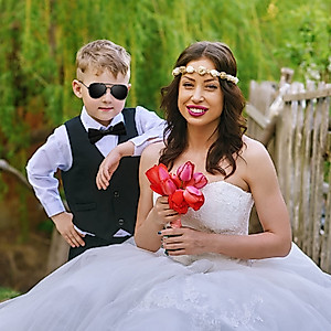 Mepase 4 Pcs Ring Wedding Bearer Gifts Include Groomsmen Proposal Box, Sunglasses, Tie and Tumbler, Groomsmen Proposal Gift for Ring Kids Boys Bearer Security Bridesmaids Costume Outfit Accessories