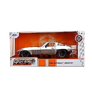Big Time Muscle 1:24 1966 Chevrolet Corvette Stingray Die-Cast Car, Toys for Kids and Adults(Silver)