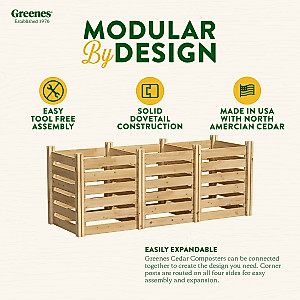 Greenes Fence Cedar Wood Composter, 24" W x 48" L x 31" H / 154.6 Gallons - Made in USA with North American Cedar