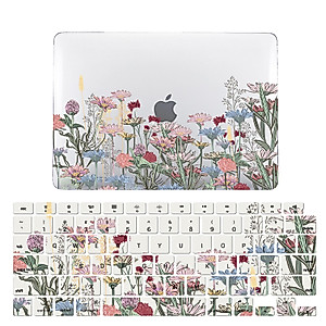IVY Flowering Straw Clear Case for MacBook Air 13 with M2 (Models: A2681) Hard Shell Case with Keyboard Cover Set - H