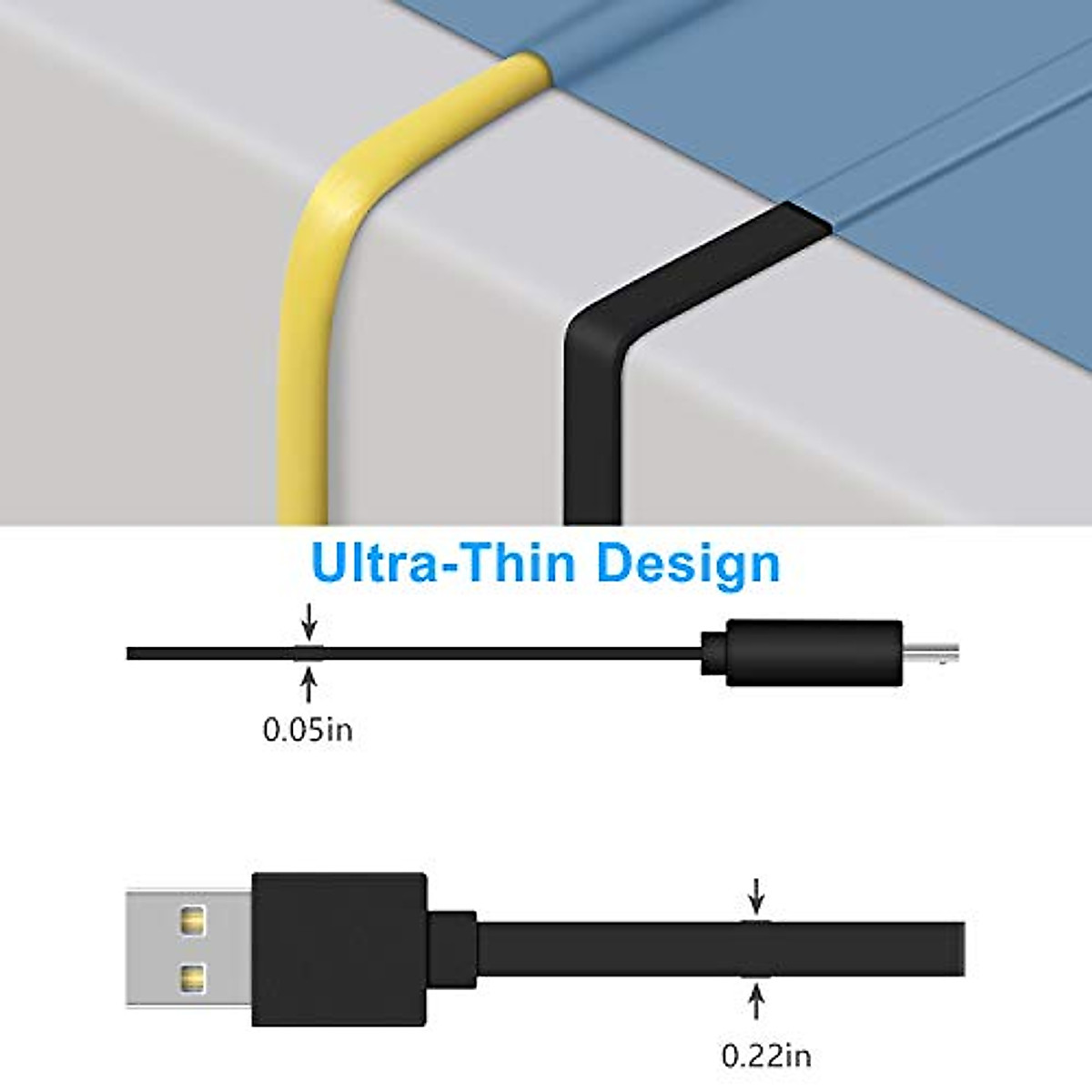 FASTSNAIL 26FT Extension Flat Charging Cable and Data Sync Cord Compatible with PS4/Xbox One Controllers, Kindle Fire, USB to Micro USB Power Cable Compatible with WyzeCam, WyzeCam V3, YI Cam etc.