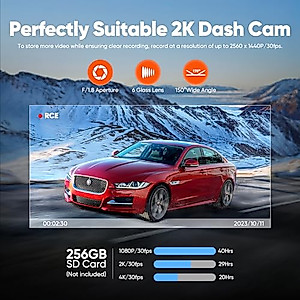 LINGDU D100 Smart Dash Cam Front for Cars, 2.5K Dash Cam with WiFi GPS, Car Camera with 0.96" LCD Display, Voice Control, Night Vision, WDR, Parking Mode, Loop Recording, G-Sensor, 150° Wide Angle