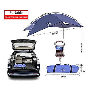 Versatility Camping Tent for Truck Bed,SUV RVing, Van,Trailer and Overlanding Portable Teardrop Awning Canopy Tear Resistant Tarp with 2 Sandbag