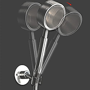 360° Adjustable 304 Stainless Stell Handheld Shower Head Holder Wall Mount, Bathroom Shower Head Bracket with Screw Set, Shower Spray Holder, Shower Wand Holder(Silver)