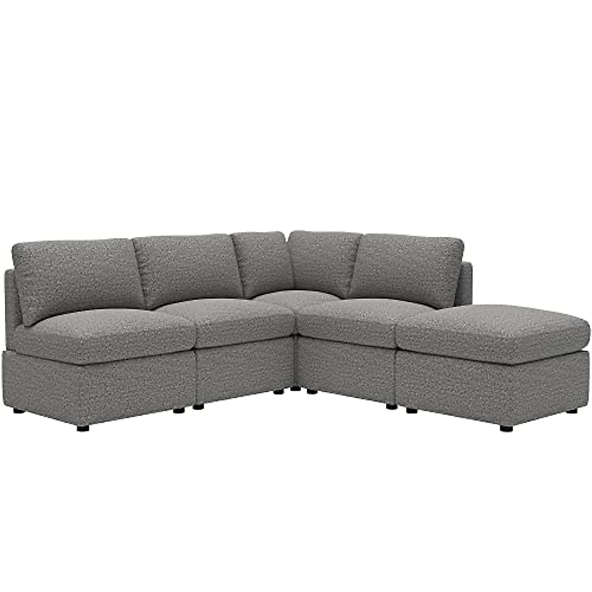 PayLessHere L shaped Sofa Couch Convertible Sofa 4-Seat Sofa Modular Sectional Sofa Couch for Living Room Bedroom Office,Gray