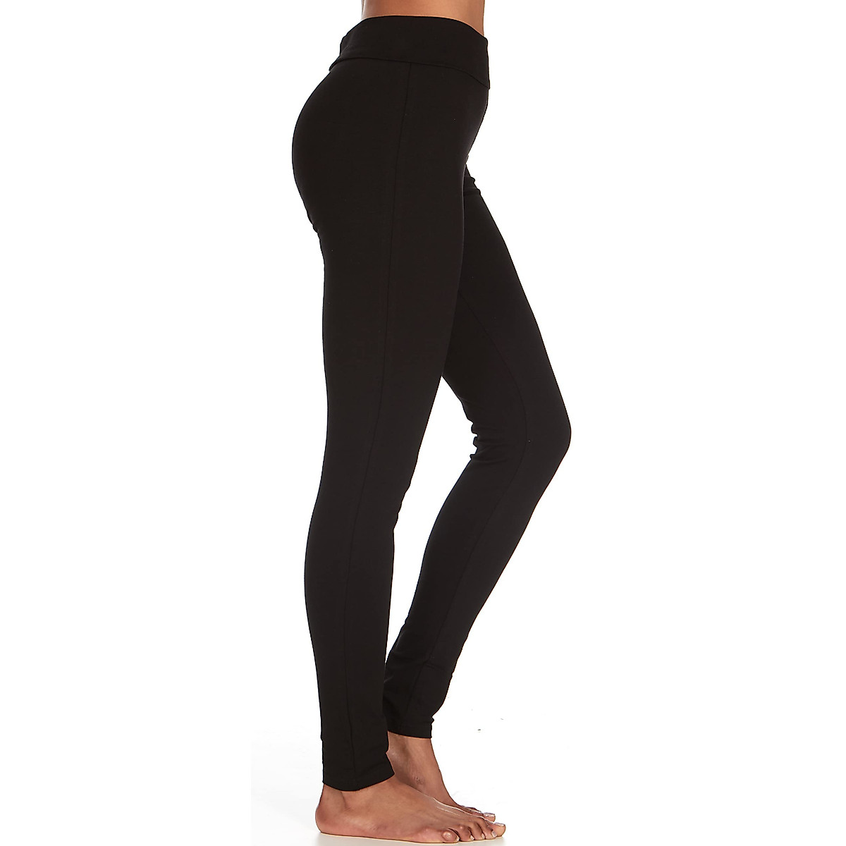 UNIQUE STYLES ASFOOR Yoga Pants for Women High Waisted Cotton Workout Black Leggings (Black, Small)