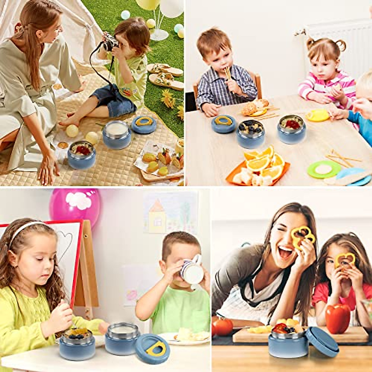 AOHEA Kids Thermos for Hot/Cold Food for School, 8oz Kids Lunch Thermos Insulated Food Container(Gradient-Blue)