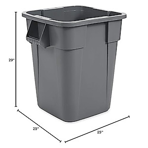 Rubbermaid Commercial LLDPE Square Brute 40-Gallon Trash Can without Lid, Gray, for Restaurants/Garages/Offices/Mailrooms/Classrooms
