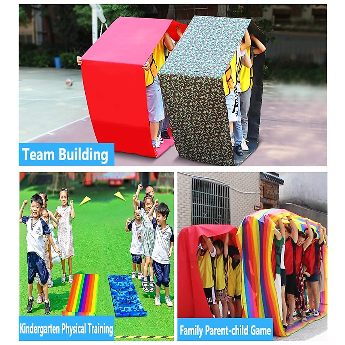 2PCS Teamwork Games Run Mat, Indoor Outdoor Competition Games for Adults Kids Team Building Group Learning Activities (Size : Adult-20M/26FT)