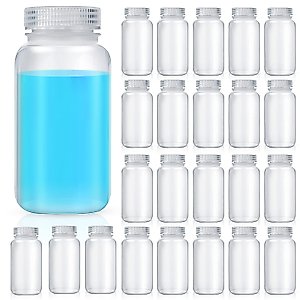Tatuo 24 Pcs 8oz United Scientific 250ml Plastic Bottles Sample Bottle Wide Mouth Reagent Bottle Lab Reagent Bottle with Lids PP Sample Bottles Translucent Plastic Bottles for Laboratories