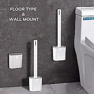 Canvint 1 Pack White Non-slip Long Handle Toilet Brush, Silicone