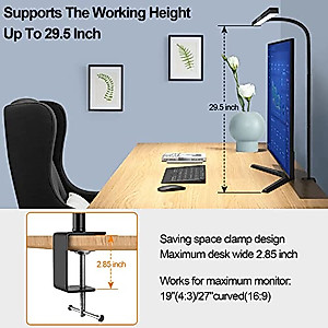 LED Desk Lamp, Eye-Caring Architect Desk Clamp Lamps, 12W Eye Caring Led Workbench Office Lighting-3 Modes 6 Brightness and Stepless Dimming Desk Lamp for Monitor Studio Reading