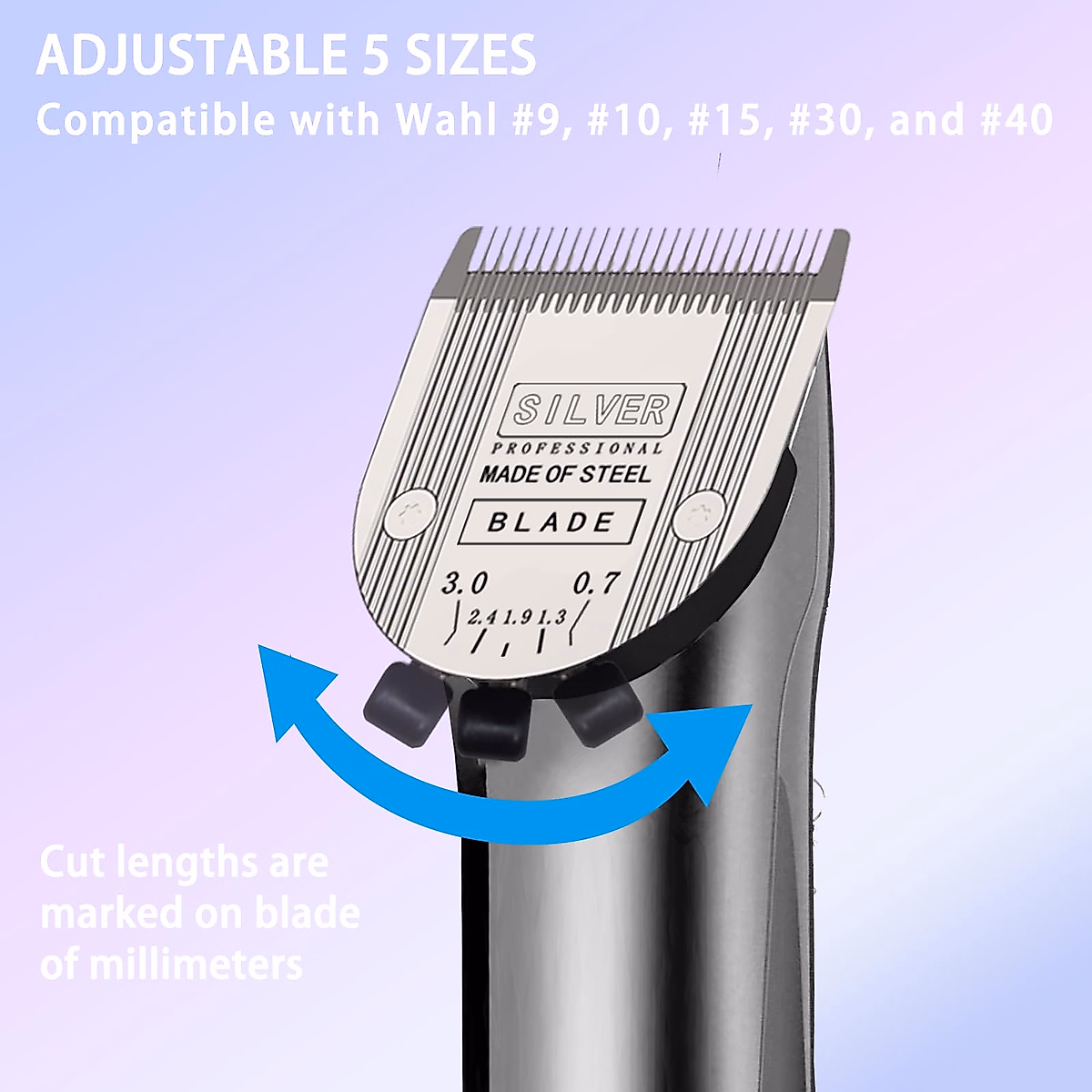 Detachable Adjustable Pet Dog Grooming Clipper 5-in-1 Blade Compatible with WAHL Professional Animal Blade Arco, Bravura, Chromado, Creativa, Figura, and Motion Pet, Dog, and Horse Clippers. 1Pack