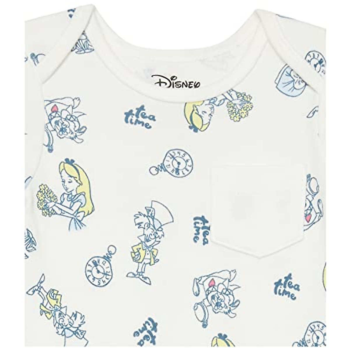 Amazon Essentials Disney | Marvel | Star Wars | Princess Baby Girls' Cotton Coveralls, Pack of 3, Alice Tea Party, 0-3 Months