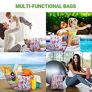 TRENSOM Wet Bag for Swimsuit Waterproof Reusable bags with Two Zippered Pockets Graffiti Watercolor Wet Dry bag Travel Beach Pool Yoga Gym Bag for Pump Wet Clothes 2pcs