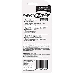 BIC Gel-ocity Quick Dry Special Edition Fashion Gel Pen, Medium Point (0.7mm), Assorted Fashion Colors, 3-Coun