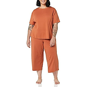Amazon Essentials Women's Knit Jersey Pajama Set, Terracotta, X-Small