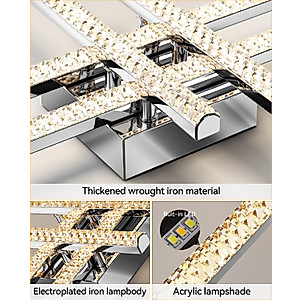 JFHTNFJ 24in Modern LED Ceiling Light, Acrylic Dimmable with Remote Control Flush Mount Ceiling Light Fixture, Silver LED Ceiling Lamp for Bedroom, Kitchen Island, Living Room, 3000K-6500K