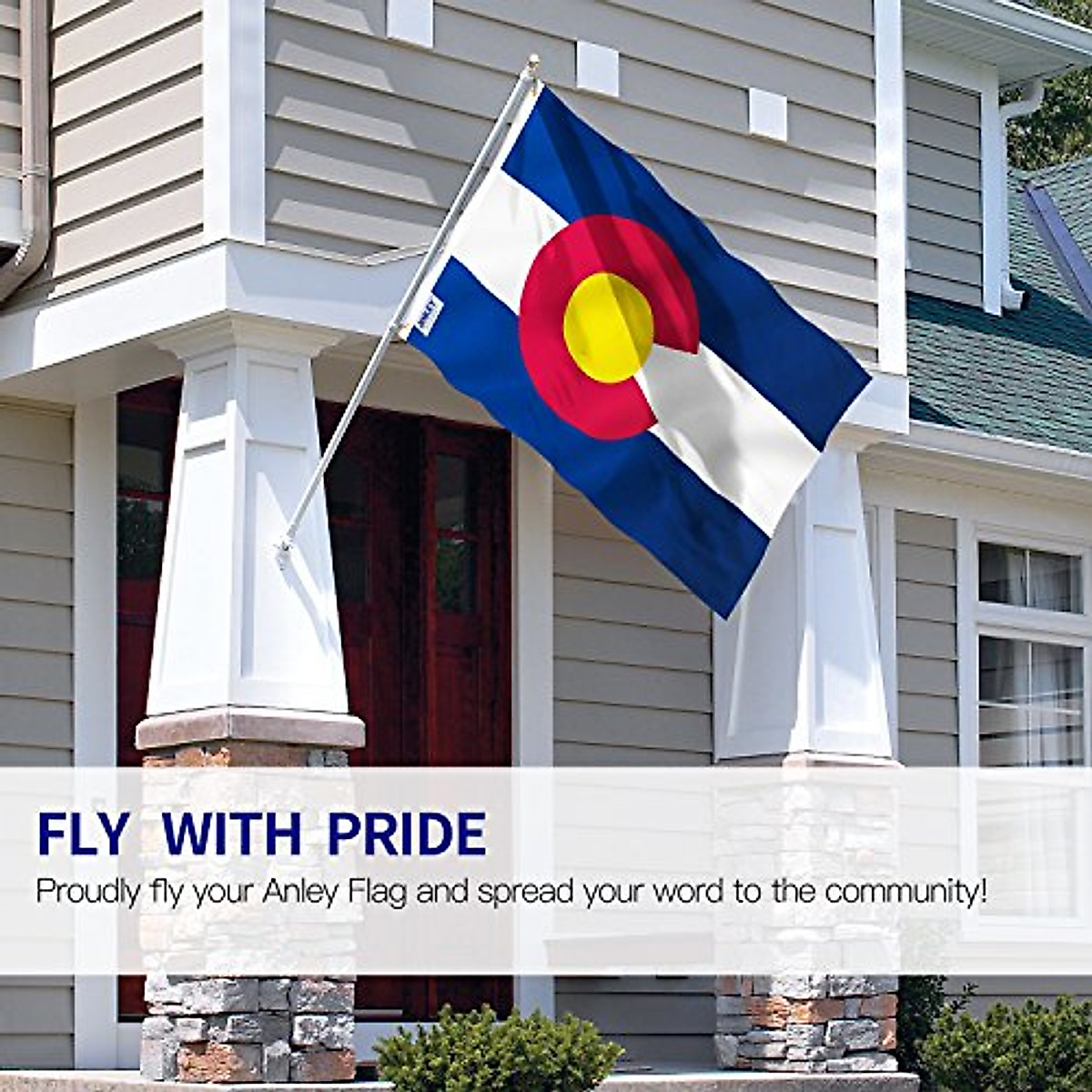 Anley Fly Breeze 3x5 Foot Colorado State Polyester Flag - Vivid Color and Fade proof - Canvas Header and Double Stitched - Colorado CO Flags with Brass Grommets 3 X 5 Ft