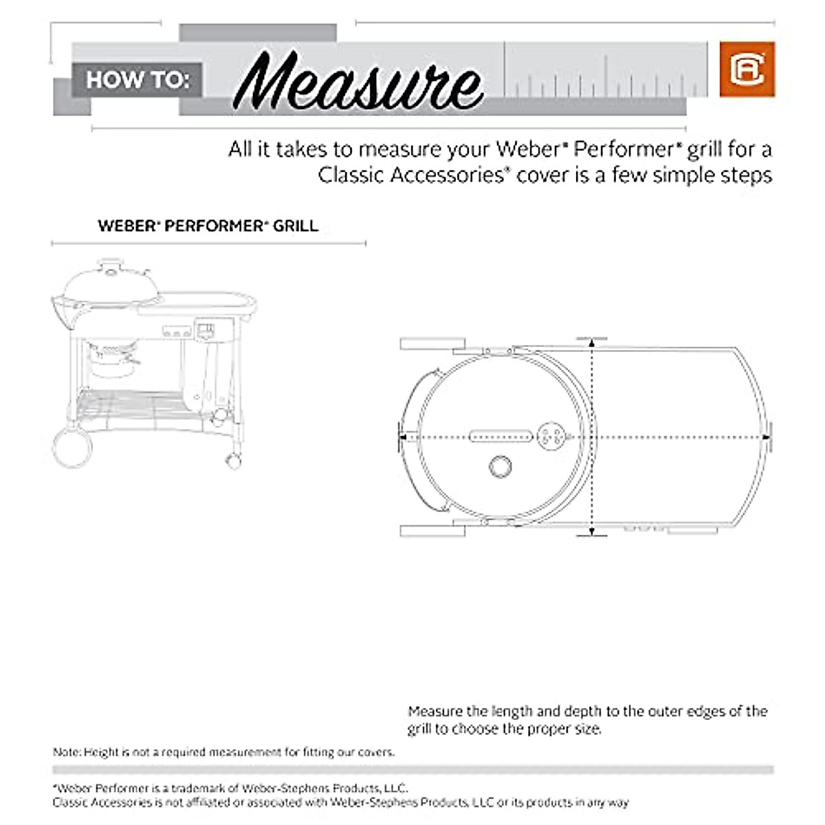 Classic Accessories Ravenna Water-Resistant 48 Inch BBQ Grill Cover for Weber Performer