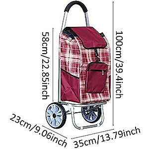 Shopping Trolley on Wheels Multi Function Shopping Cart Reinforced Aluminum Alloy Folding Portable Trolley Anti-Skid Handle Bearing Gravity Enhanced Storage Hand Trucks,Black ,