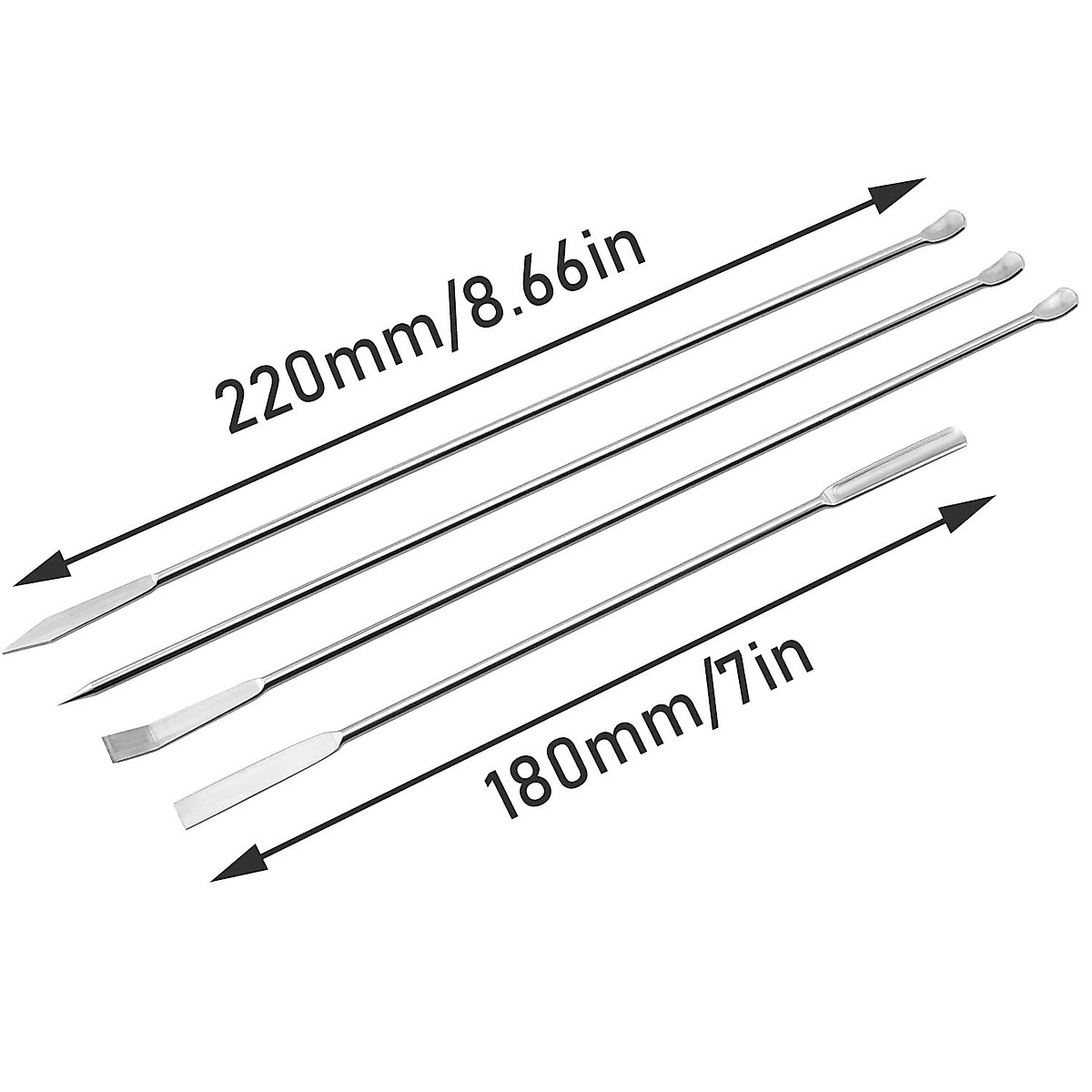 ZZHXSM 1Set of 3 Pcs Scientific Labwares Stainless Steel Double Ended Micro Lab Scoop Spoon Laboratory Equipment Half Rounded and Flat End Spatula Sampler