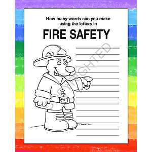 ZOCO - Fire Safety - Educational Coloring Books (25 Bulk Pack, With Crayons) - Fire Prevention Week Items for Kids - Firefighter Party Supplies - Games, Puzzles, Activities