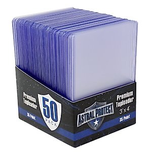 Astral Protect Top Loaders for Cards, Premium Toploader (50 Pack, 35pt, 3" x 4") Baseball Card Protectors Hard Plastic Toploader Card Protectors Hard Card Sleeves, Sports, Baseball Card Sleeves