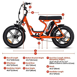 ADDMOTOR Motan Ebike Moped-Style 20'' Fat Tire Electric Bike, 105 MI, 750W Motor, 48V/20Ah Battery UL Certified, M-66 R7 Step Thru Snow Mountain Electric Bicycle with Long Banana Seat