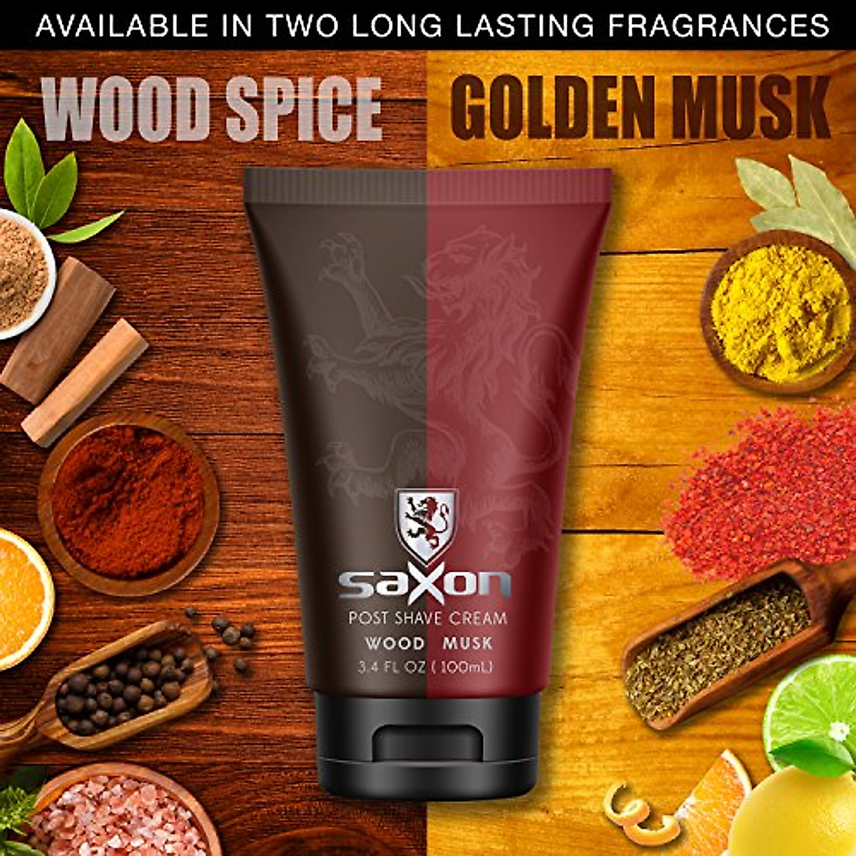 Saxon Post Shave Cream with Micro Moisturizing and Conditioning Beads, Golden Musk
