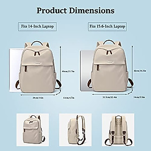 GOLF SUPAGS Womens Laptop Backpack with Separate Laptop Compartment Water Resistant Computer Backpacks Fits 14 Inch Notebook Travel Work College Bags (Apricot)