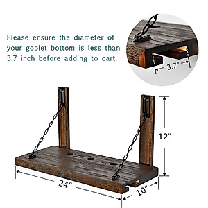 WELLAND Wall Mounted Wine Rack with Glass Holder, Floating Wine Shelf & Glass Rack Set for Home & Kitchen Decor, Rustic